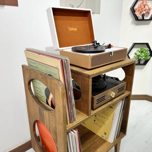 Record Player Stand, Vinyl Console, Vinyl End Table, Record Cabinet - Etsy