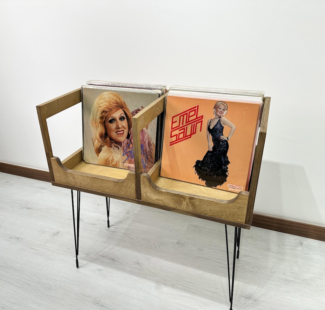 Record Player Stand - Vinyl Storage Unit - Turntable Cabinet - Mid ...