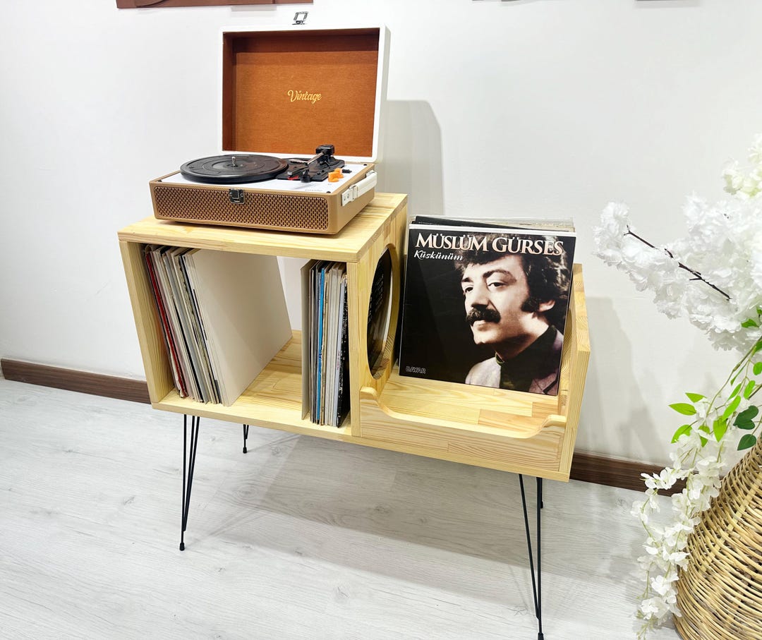 Turntable Stand With Storage - Record Player Stand - Vinyl Console ...