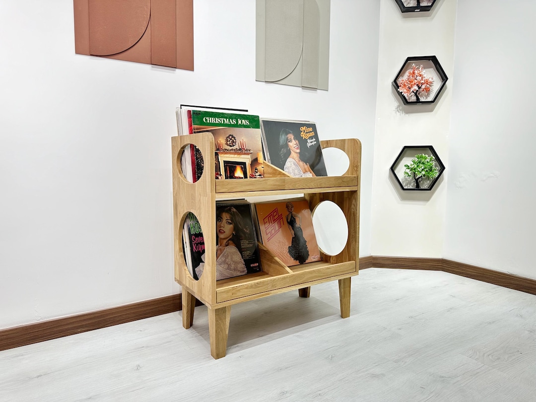 Record Player Stand Vinyl Storage Cabinet | Mid Century Retro Solid ...
