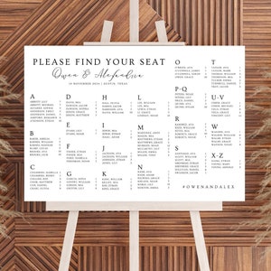 Alphabetical Wedding Seating Chart Template, Download Minimalist ...