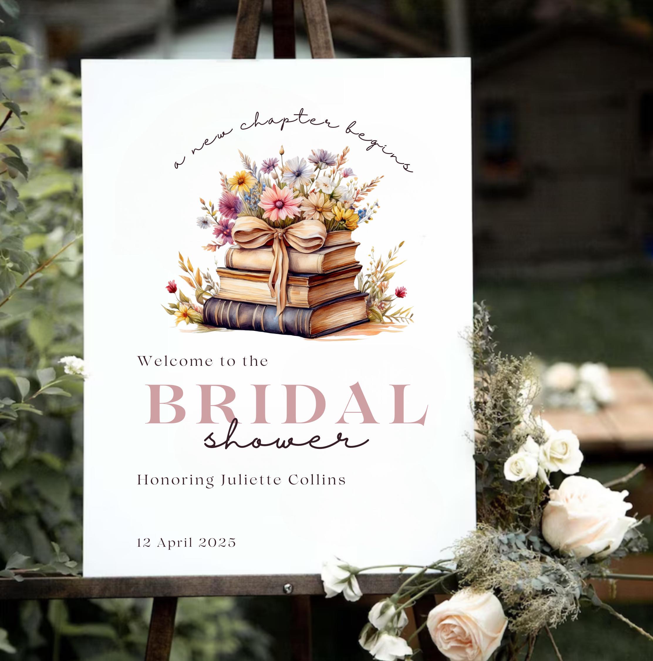 Story Book Bridal Shower Welcome Sign, New Chapter Begins Happily Ever ...