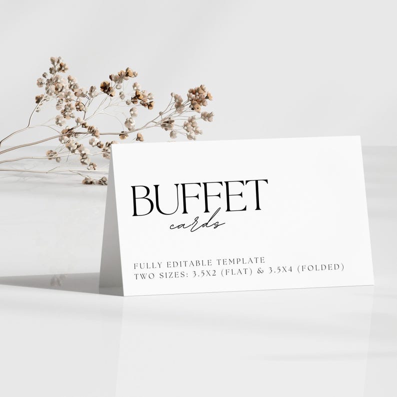 Buffet Card Table Signs, Minimalist Catering Place Cards, Event ...