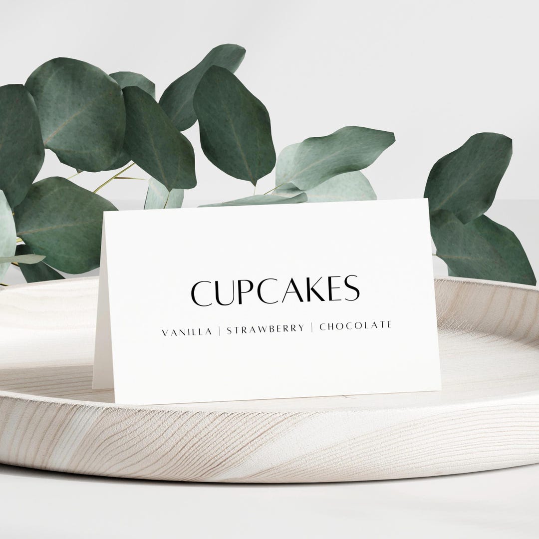 Minimalist Buffet Card, Modern Wedding Buffet Food Label, Buffet Card ...