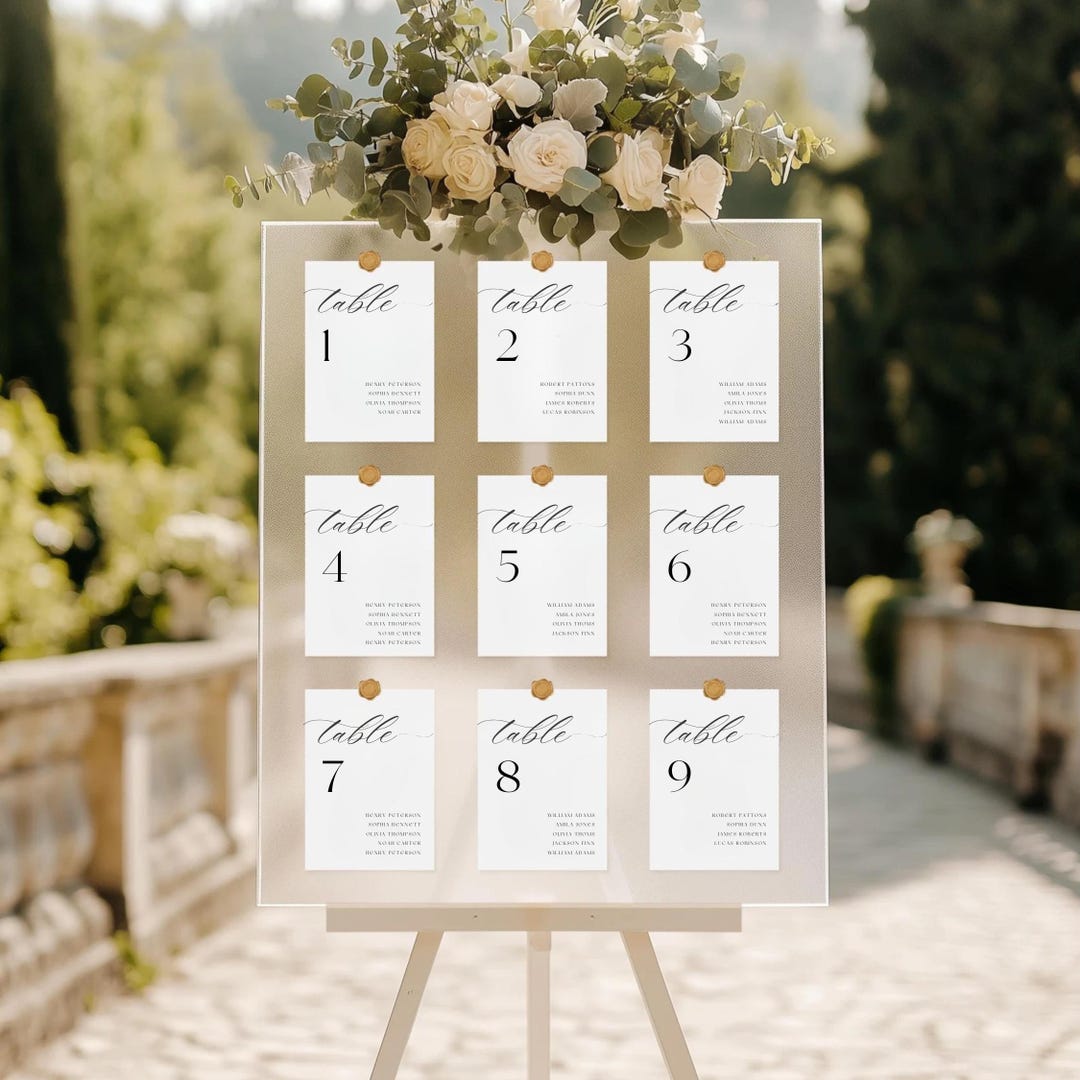 Wedding Seating Chart Template, Modern Minimalist Wedding Mirror Table ...