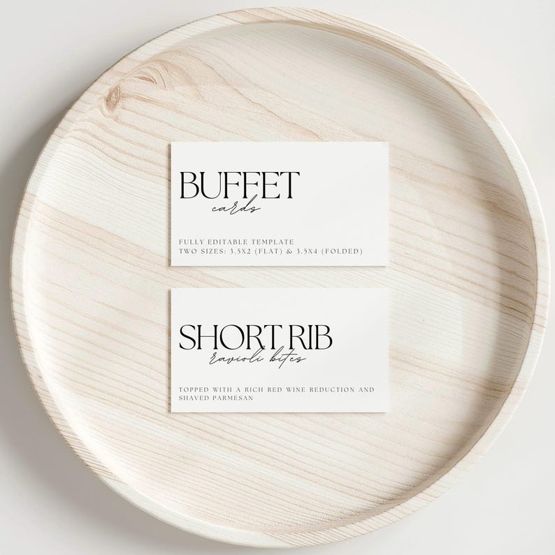 Buffet Card Table Signs, Minimalist Catering Place Cards, Event ...