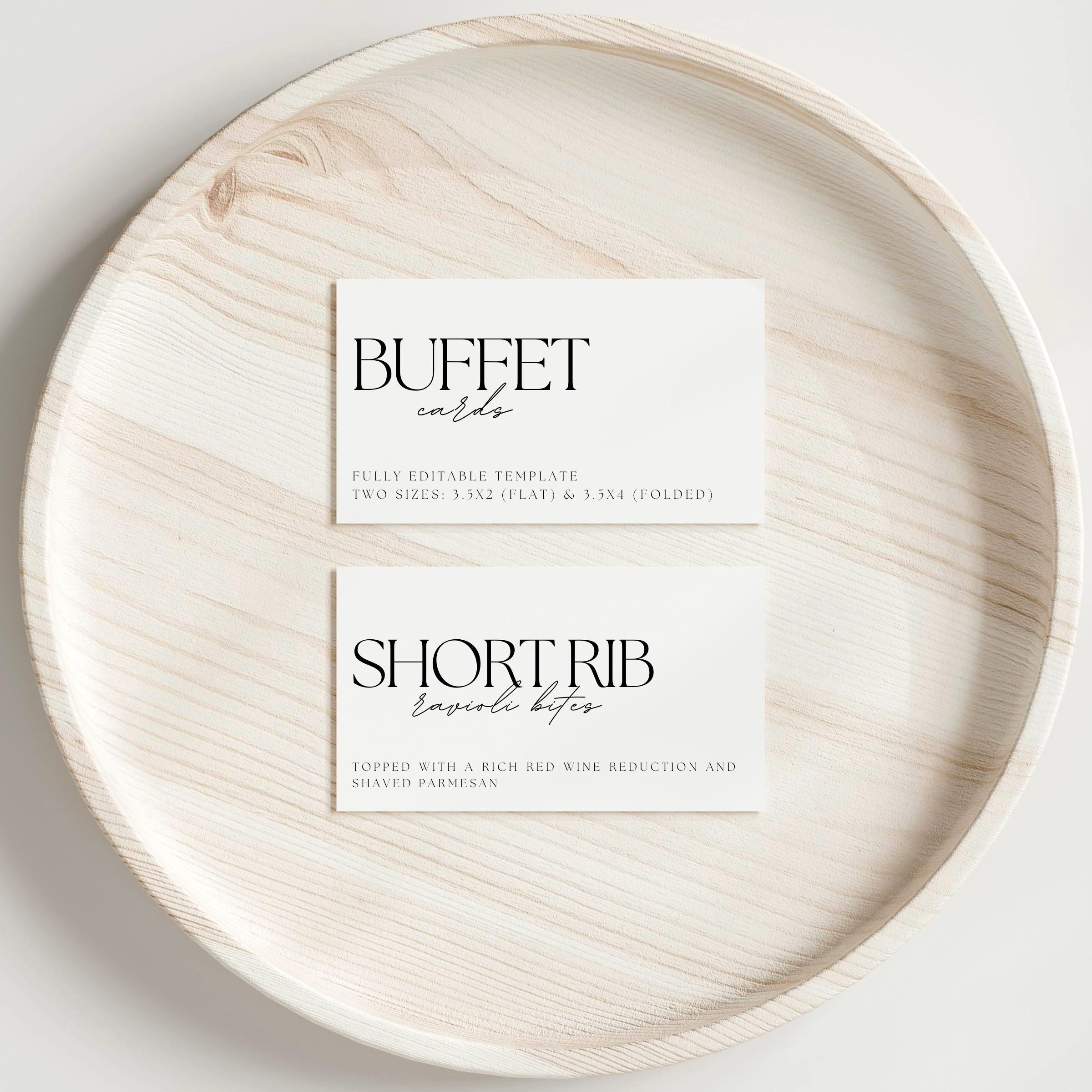 Buffet Card Table Signs, Minimalist Catering Place Cards, Event ...