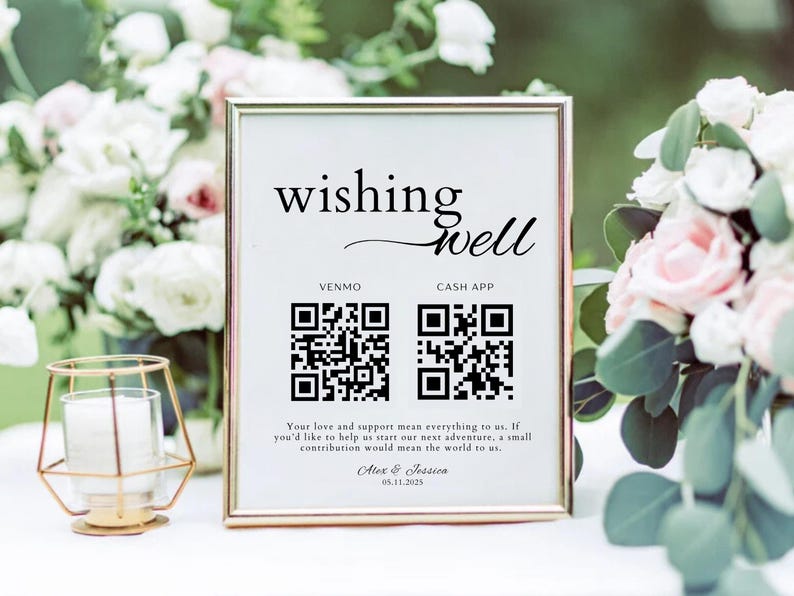Wedding Qr Code Wishing Well, Modern Wedding Cash Registry Sign ...