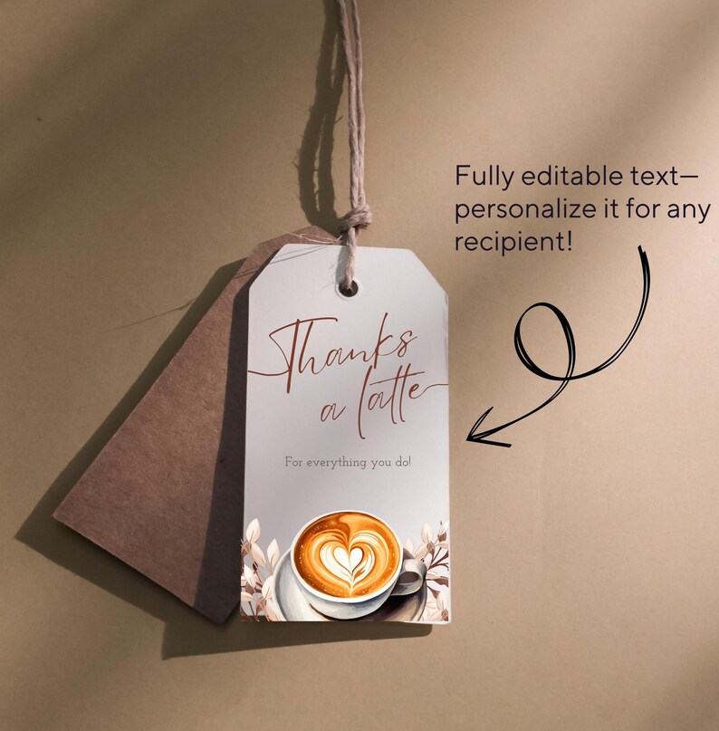Thanks a Latte Gift Favor Tag, Love is Brewing Bridal Brunch Gift Tag ...