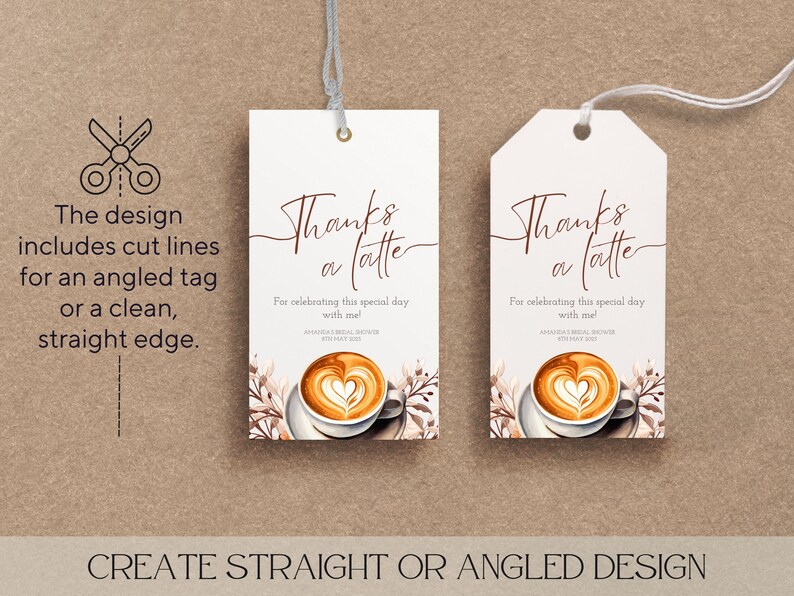 Thanks a Latte Gift Favor Tag, Love is Brewing Bridal Brunch Gift Tag ...