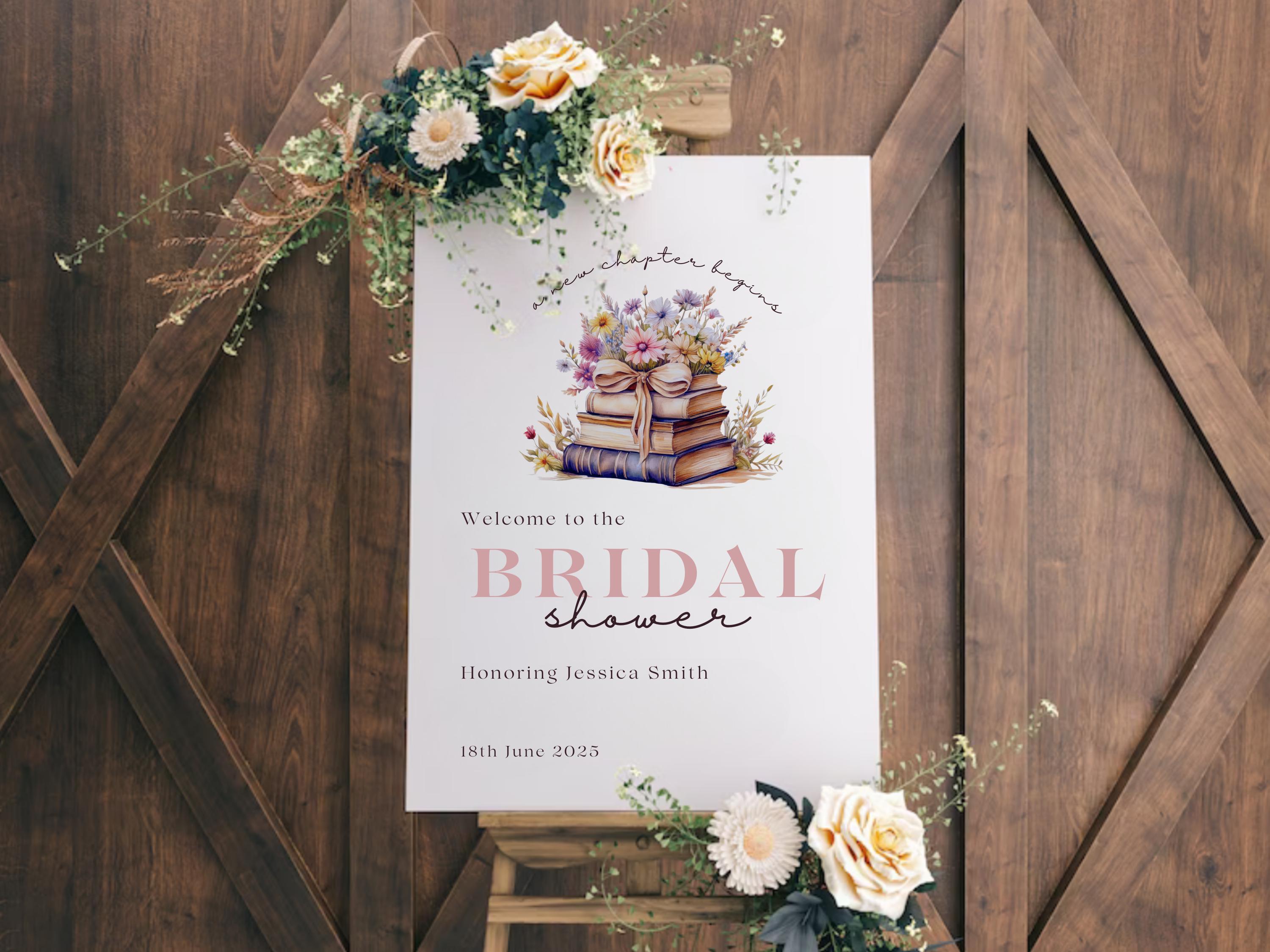 Story Book Bridal Shower Welcome Sign, New Chapter Begins Happily Ever ...