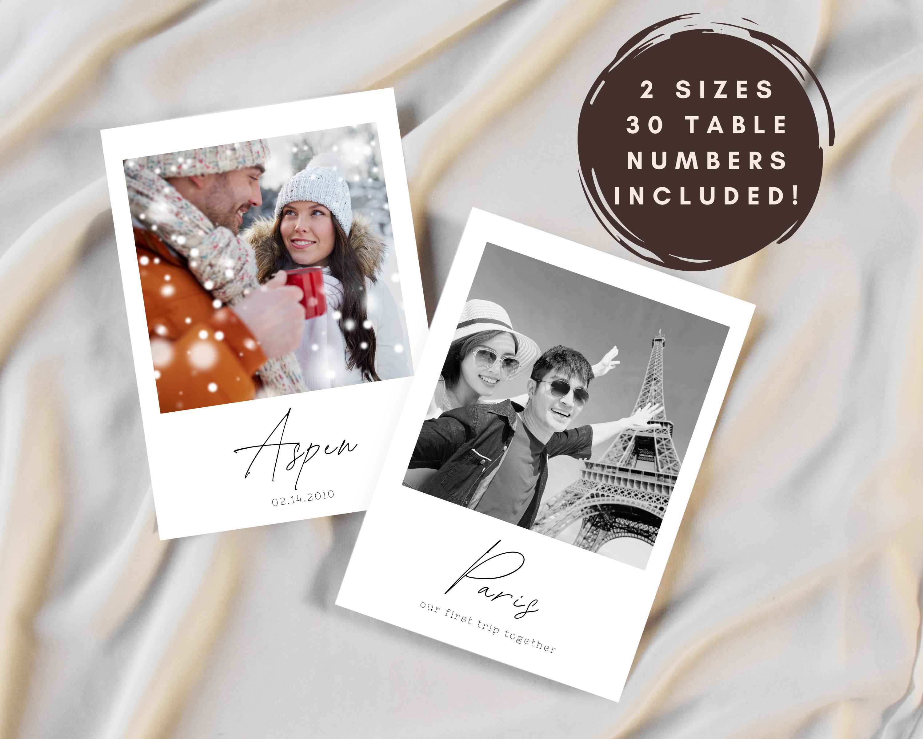Wedding Table Numbers, Printable Travel Photo Table Names, Editable ...