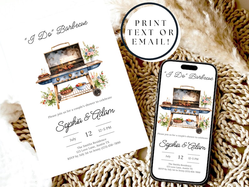 I Do BBQ Shower Invitation, Couples Bridal Shower Invitation, BBQ ...