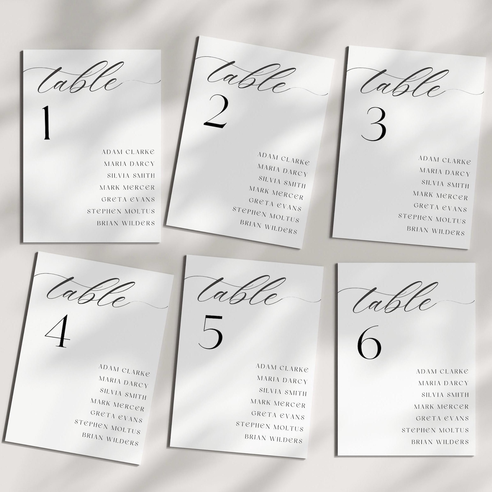 Wedding Seating Chart Template, Modern Minimalist Wedding Mirror Table ...