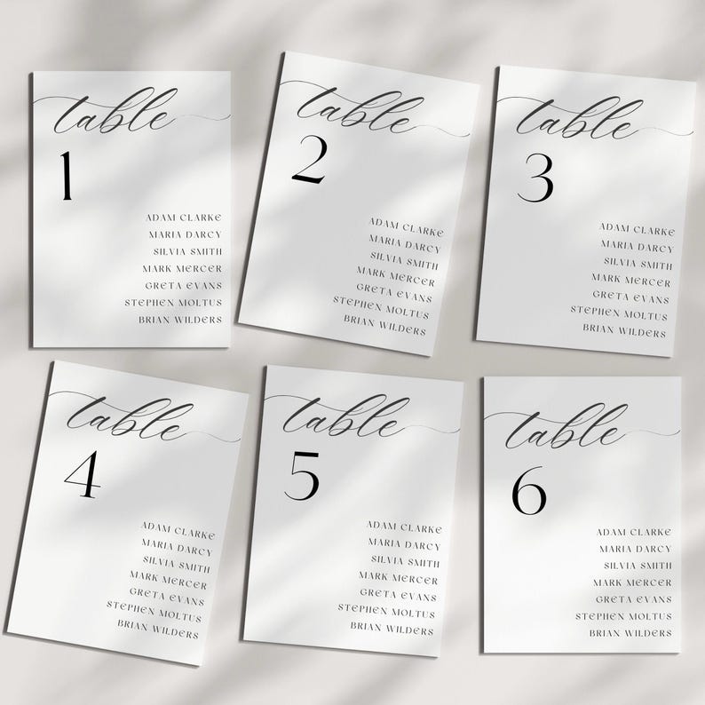 Wedding Seating Chart Template, Modern Minimalist Wedding Mirror Table ...