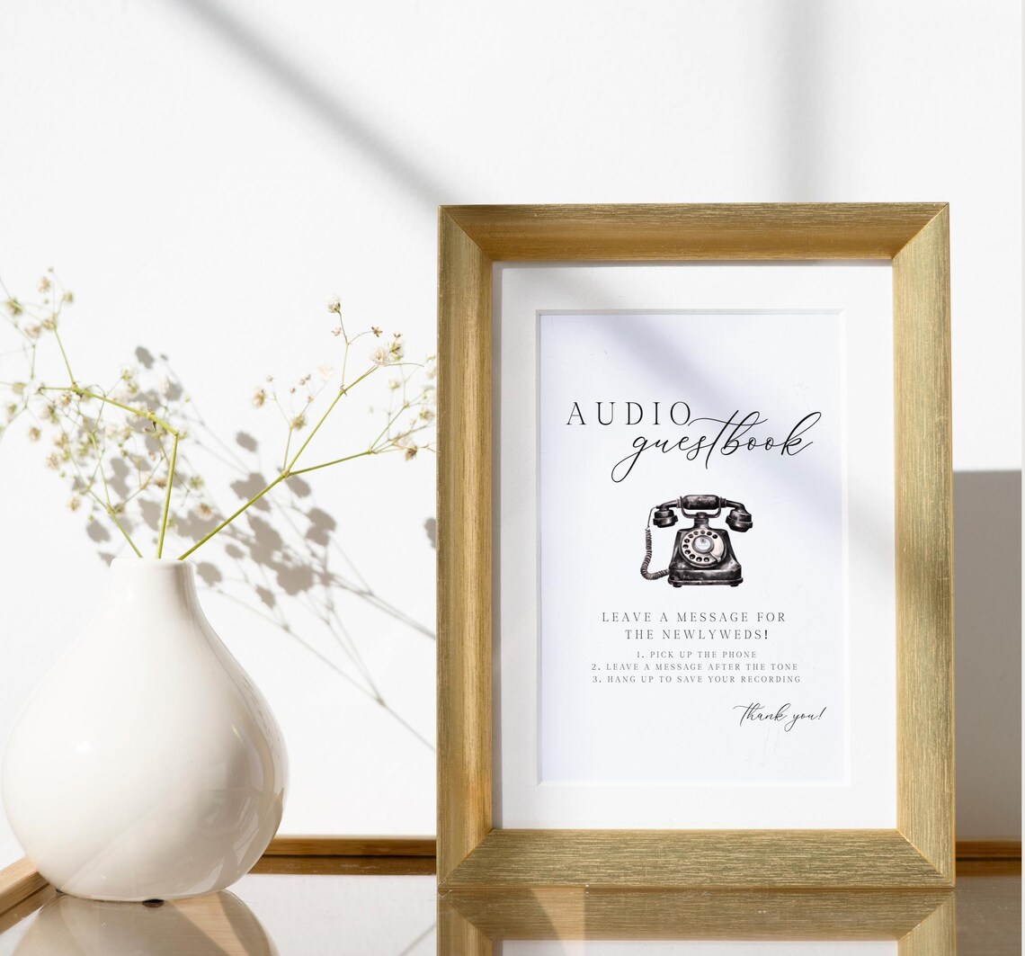 Telephone Guestbook Sign Template, Wedding Audio Guestbook, Wedding ...