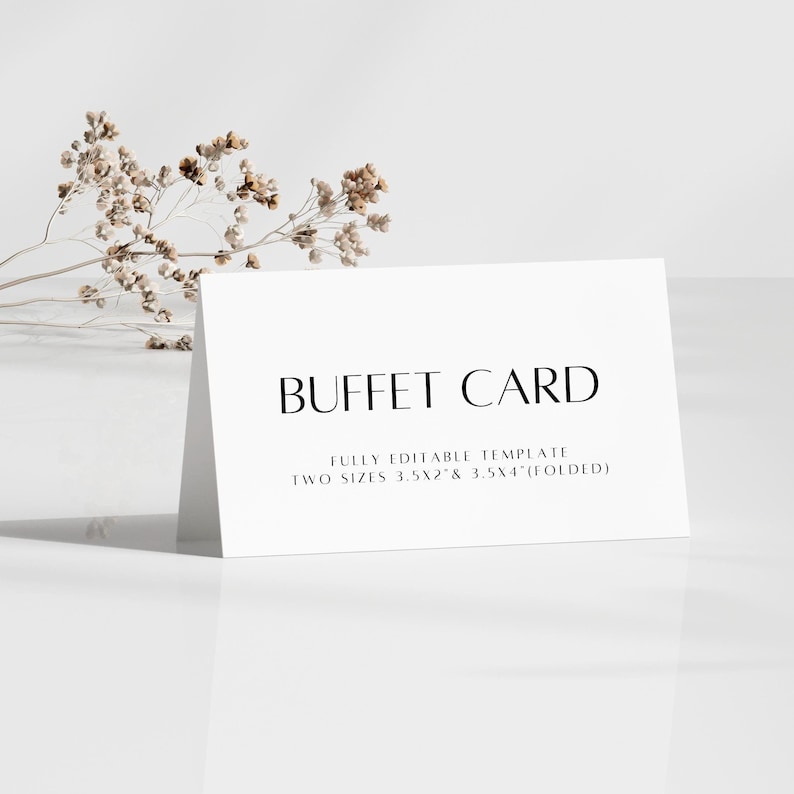 Buffet Card Table Signs, Minimalist Catering Place Cards, Event ...