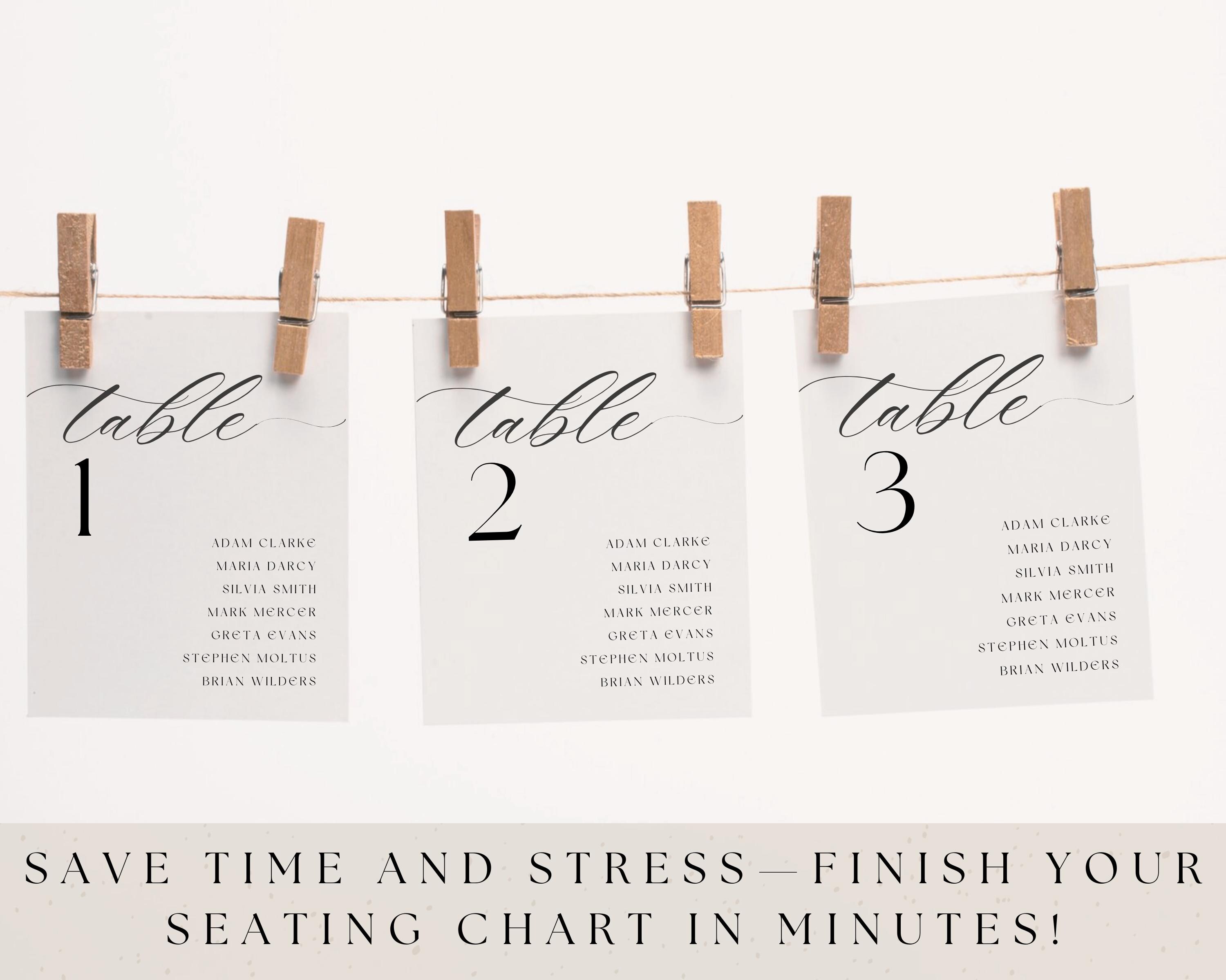 Wedding Seating Chart Template, Modern Minimalist Wedding Mirror Table ...