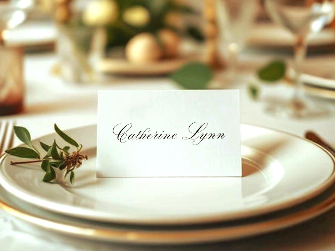 Name Place Setting Card, Elegant Folded Place Card, Custom Place Card ...