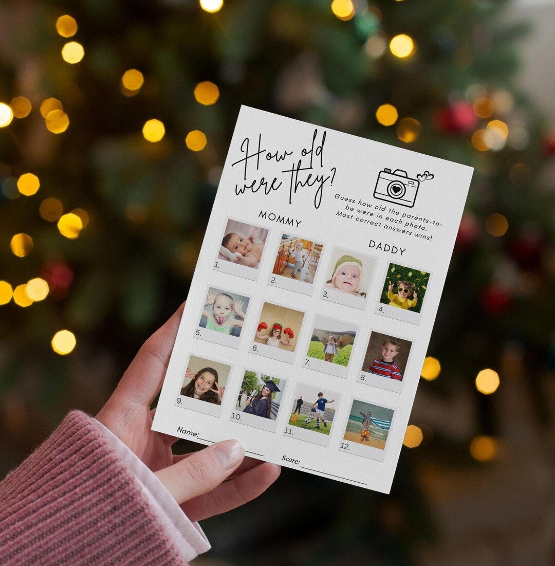 How Old Were They Game, Minimalist Baby Shower & Gender Reveal ...