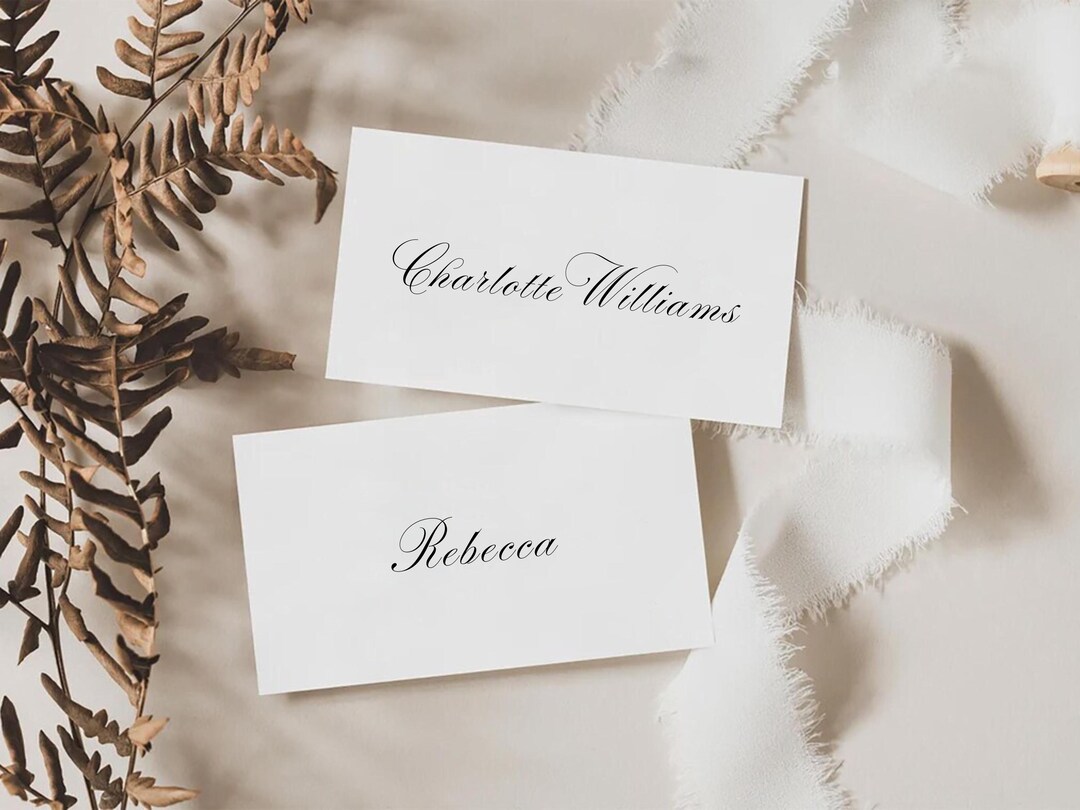 Name Place Setting Card, Elegant Folded Place Card, Custom Place Card ...