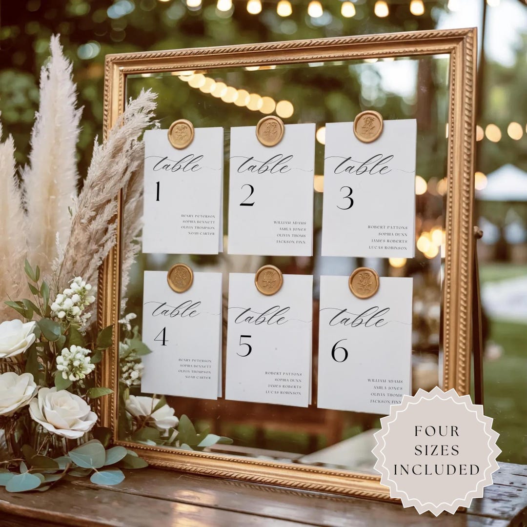 Wedding Seating Chart Template, Modern Minimalist Wedding Mirror Table ...