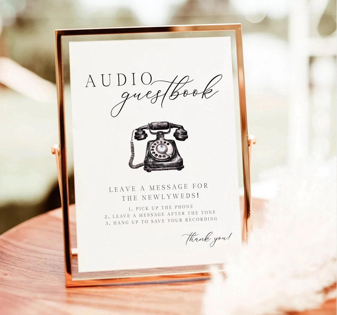 Telephone Guestbook Sign Template, Wedding Audio Guestbook, Wedding ...