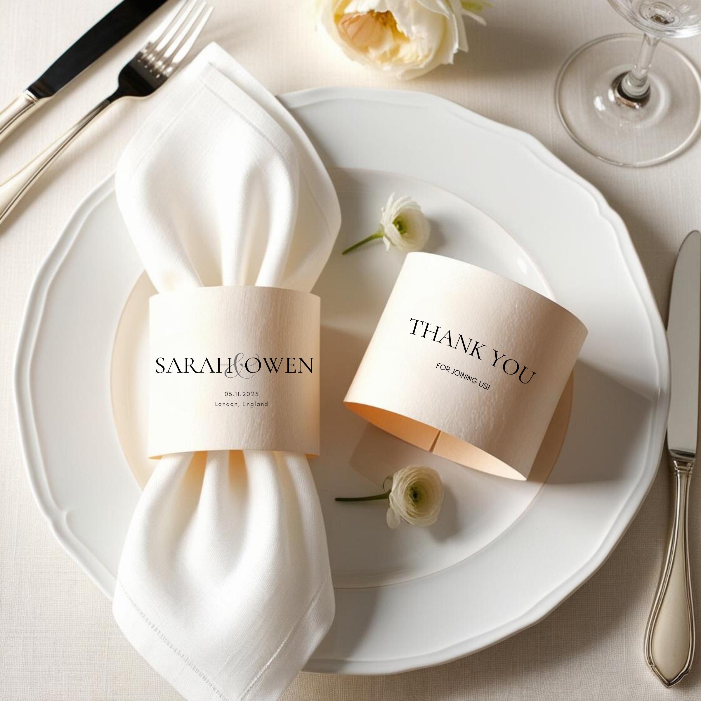 Wedding Paper Napkin Ring Template, Personalized Napkin Rings ...