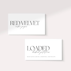 Buffet Card Table Signs, Minimalist Catering Place Cards, Event ...