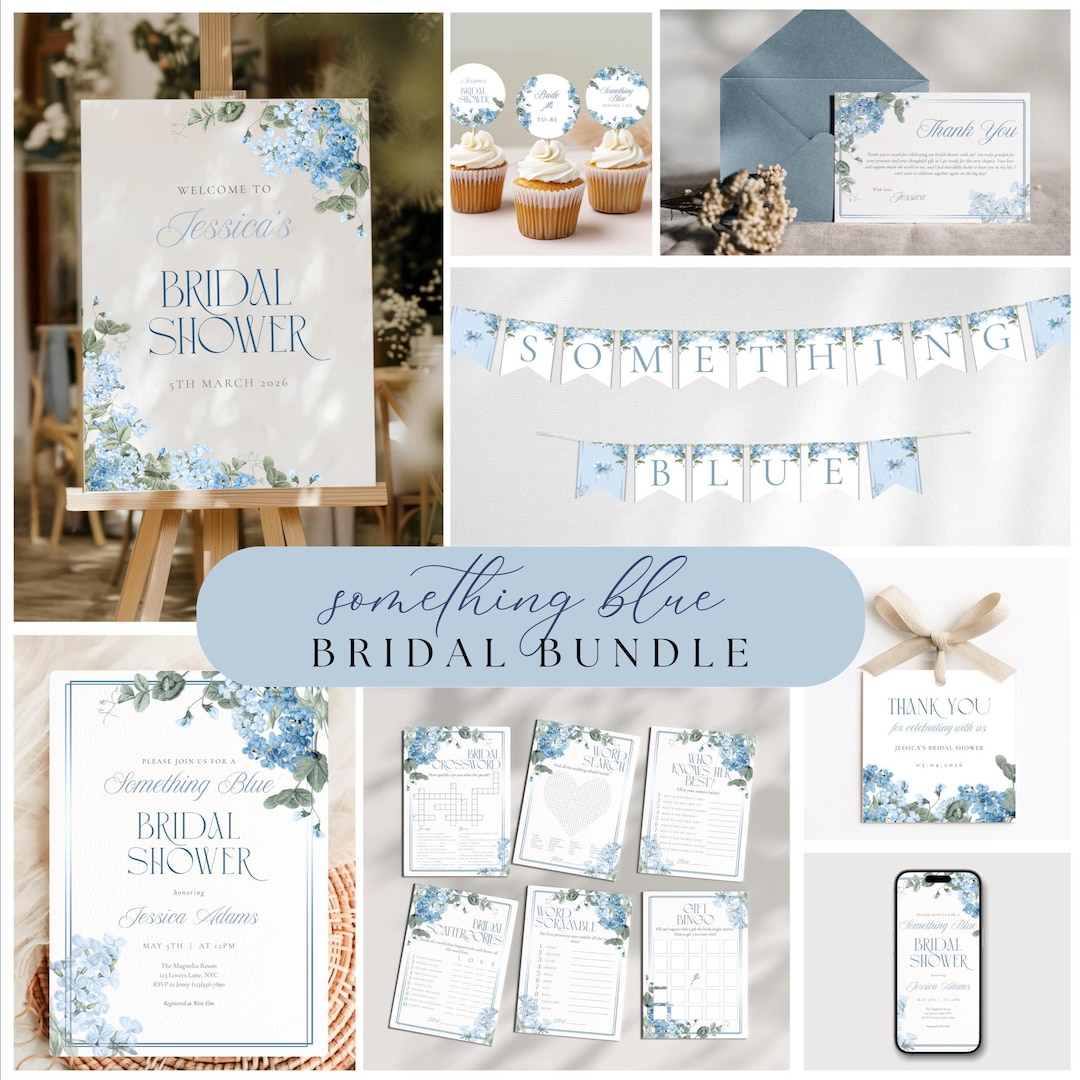 Something Blue Before I Do Shower Bundle, Dusty Blue Bridal Welcome ...