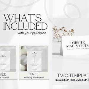 Buffet Card Table Signs, Minimalist Catering Place Cards, Event ...