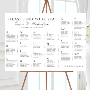 Alphabetical Wedding Seating Chart Template, Download Minimalist ...