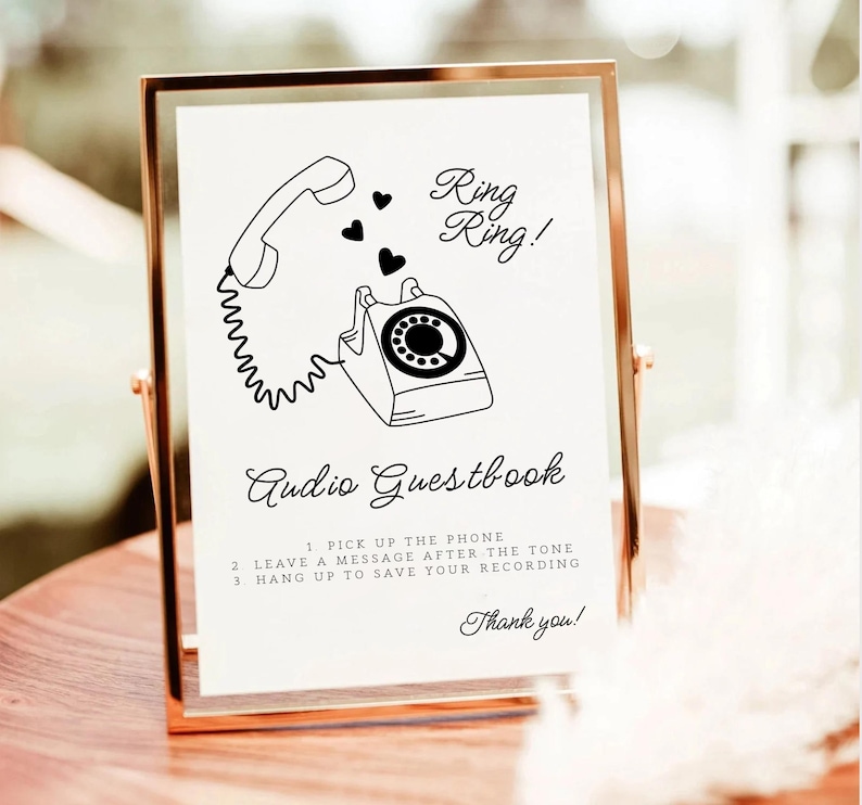 Telephone Guestbook Sign Template, Wedding Audio Guestbook, Wedding ...