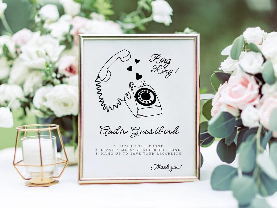 Telephone Guestbook Sign Template, Wedding Audio Guestbook, Wedding ...