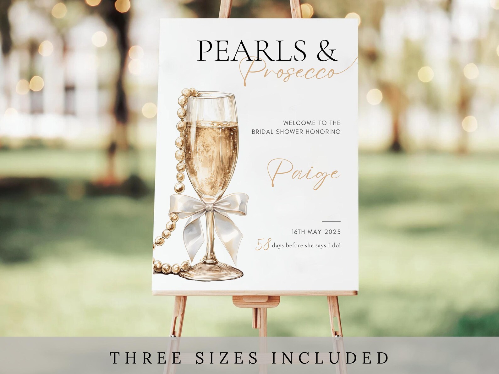 Bridal Shower Welcome Sign Pearls and Prosecco Bridal Shower Sign ...