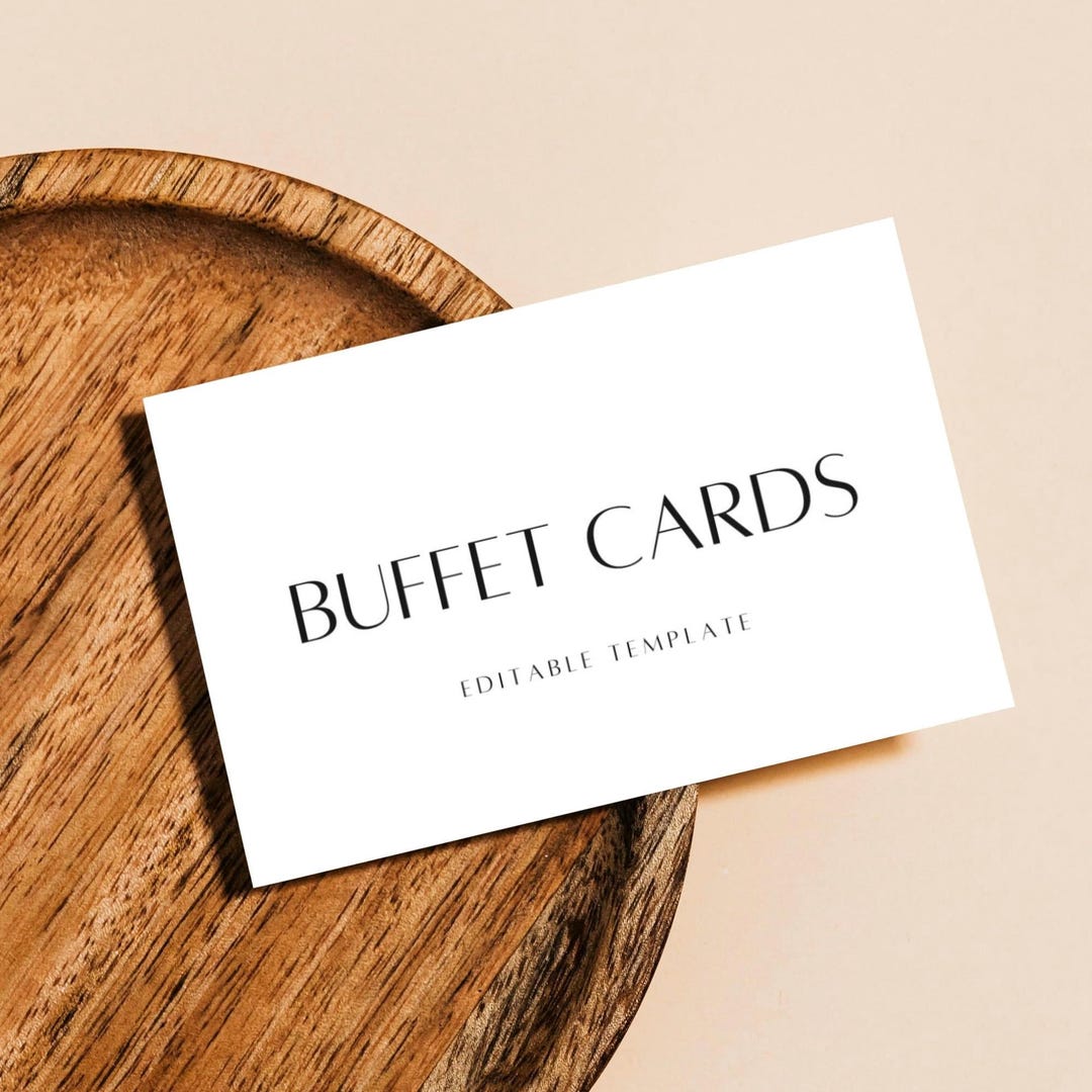 Minimalist Buffet Card, Modern Wedding Buffet Food Label, Buffet Card ...