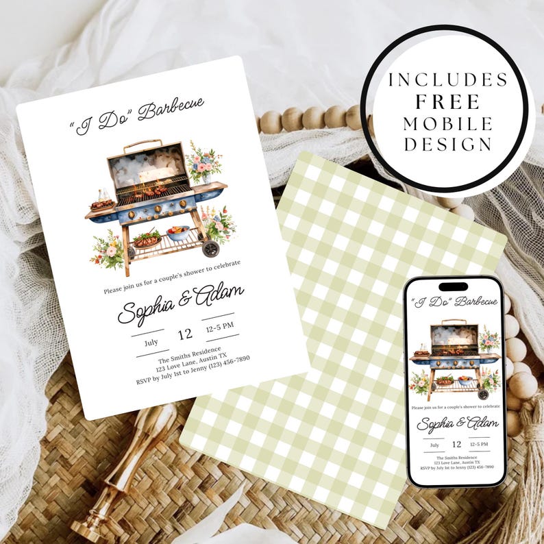 I Do BBQ Shower Invitation, Couples Bridal Shower Invitation, BBQ ...