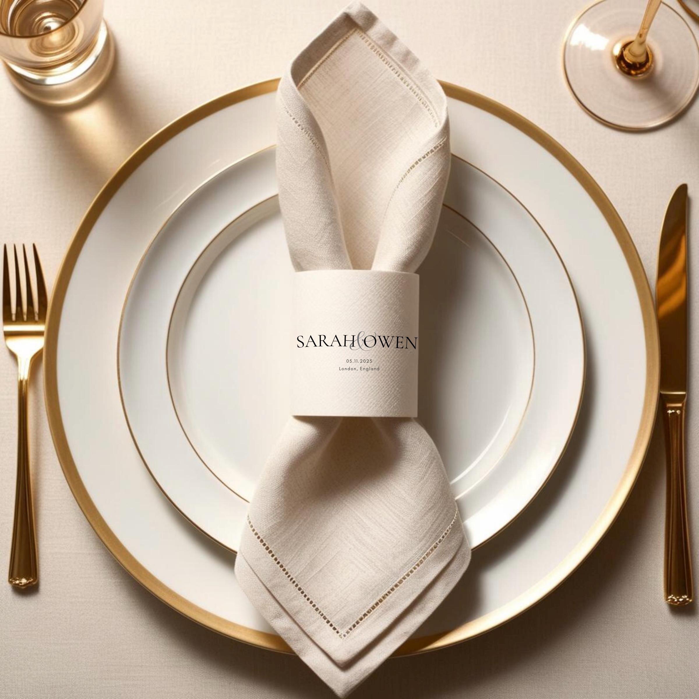 Wedding Paper Napkin Ring Template, Personalized Napkin Rings ...