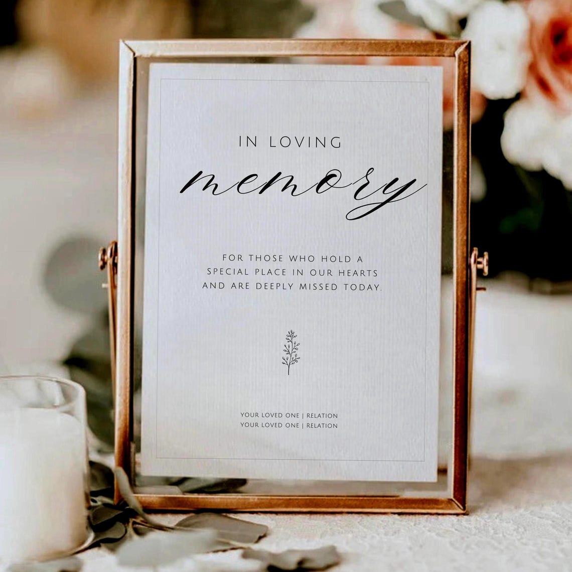 Modern Minimalist in Loving Memory Table Sign Template, Printable ...