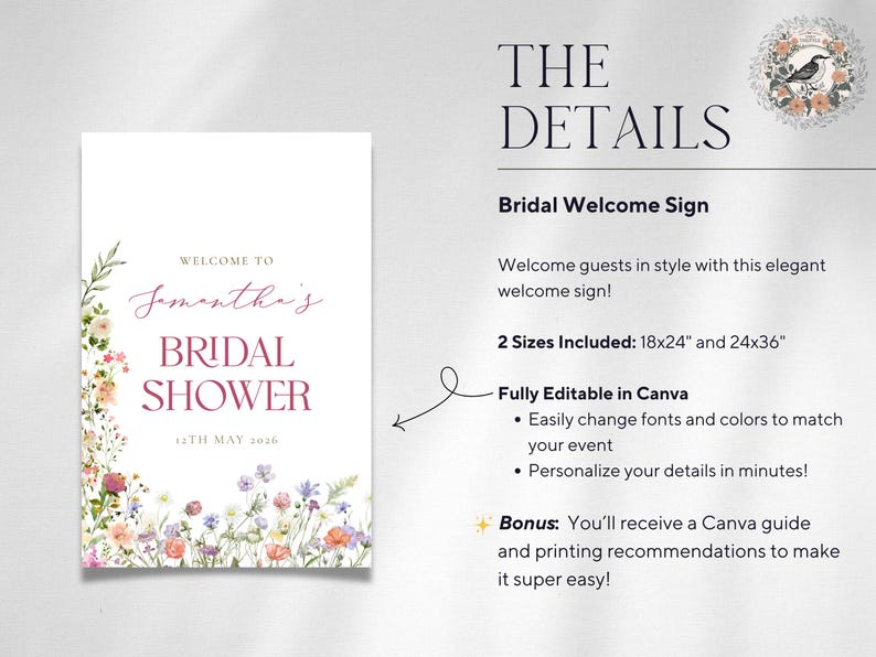 Wildflower Bridal Shower Welcome Sign, Bridal Shower Welcome Sign ...