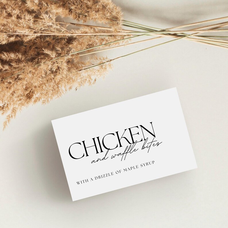 Buffet Card Table Signs, Minimalist Catering Place Cards, Event ...
