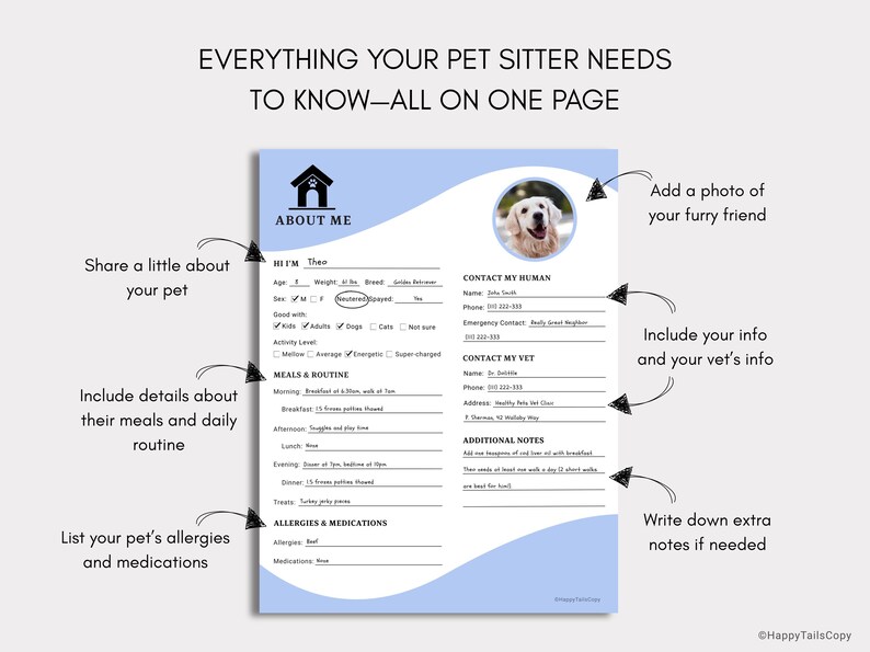 Editable Pet Sitter Notes: Customizable Form for Pet Parents (canva ...
