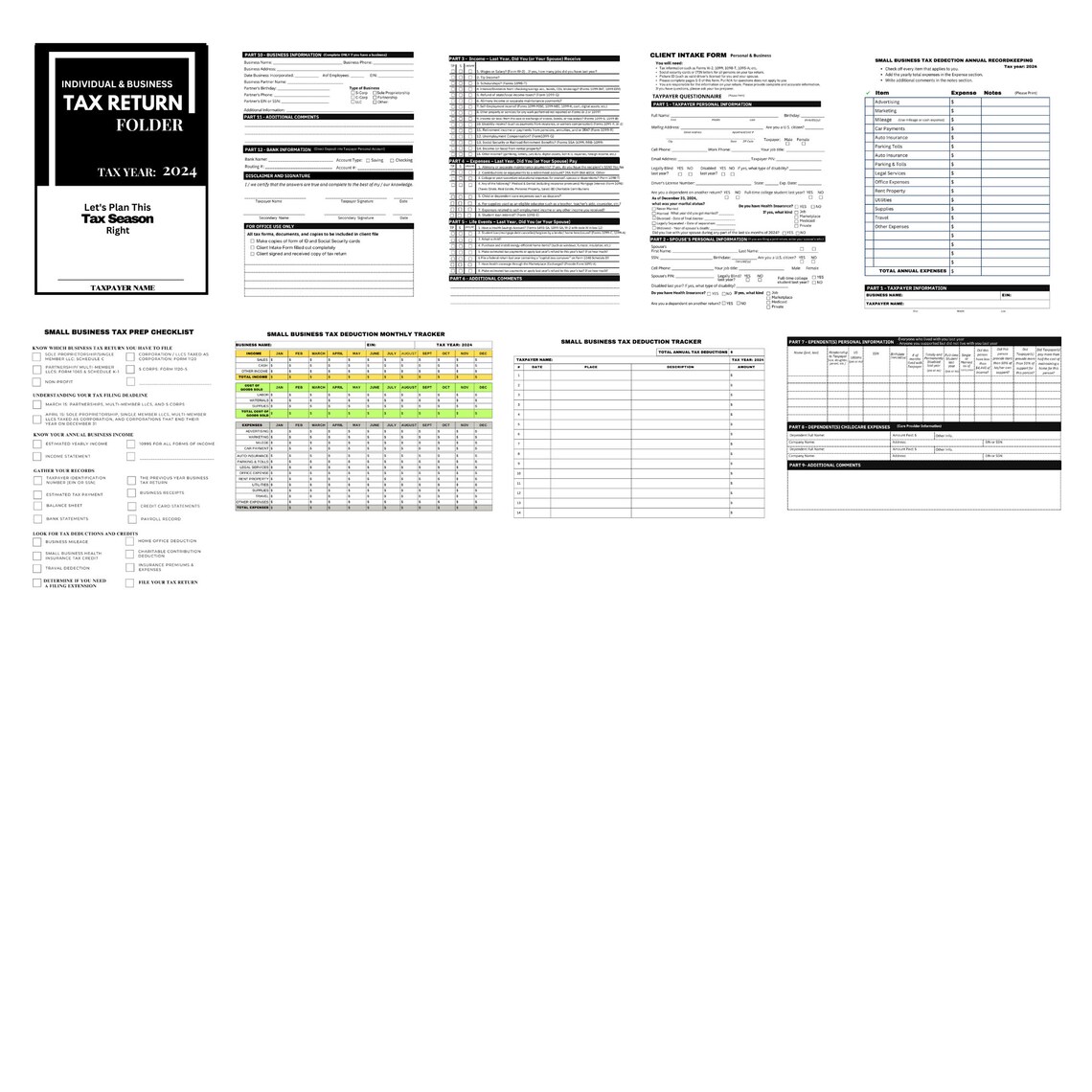 Individual & Business Tax Return Templates - Etsy