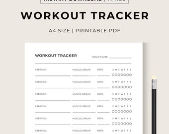Printable Workout Log, Daily Exercise Log, Fitness Journal, Workout ...
