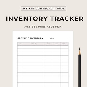 Inventory Tracker Printable, Inventory Management, Editable PDF, Product Inventory Sheet, Small ...