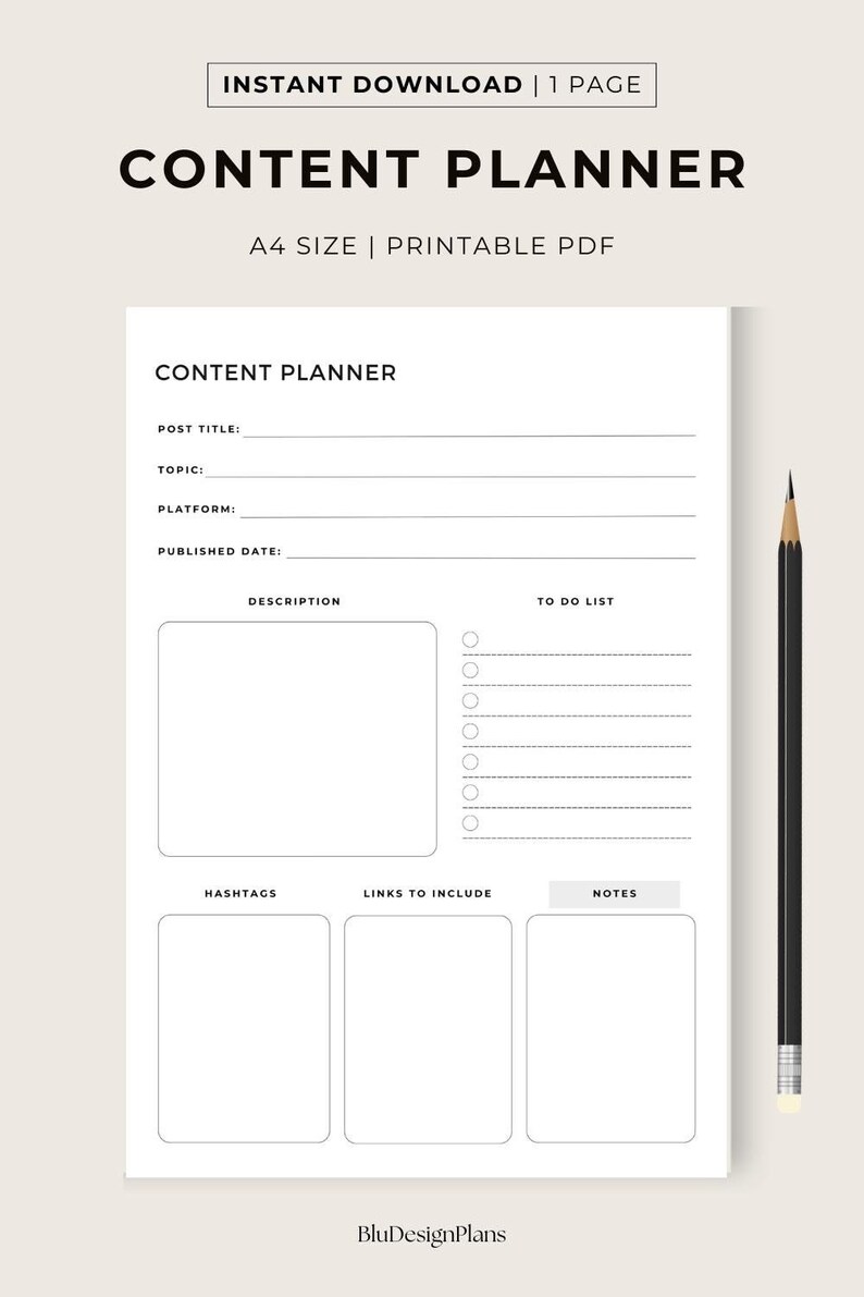 Social Media Content Planner - Printable PDF Template, A4/A5 Size ...