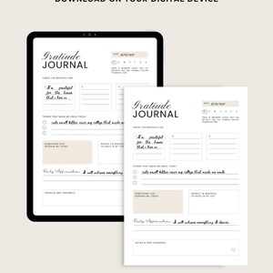 Minimalist Gratitude Journal Printable, Daily Reflection PDF, Self-care ...