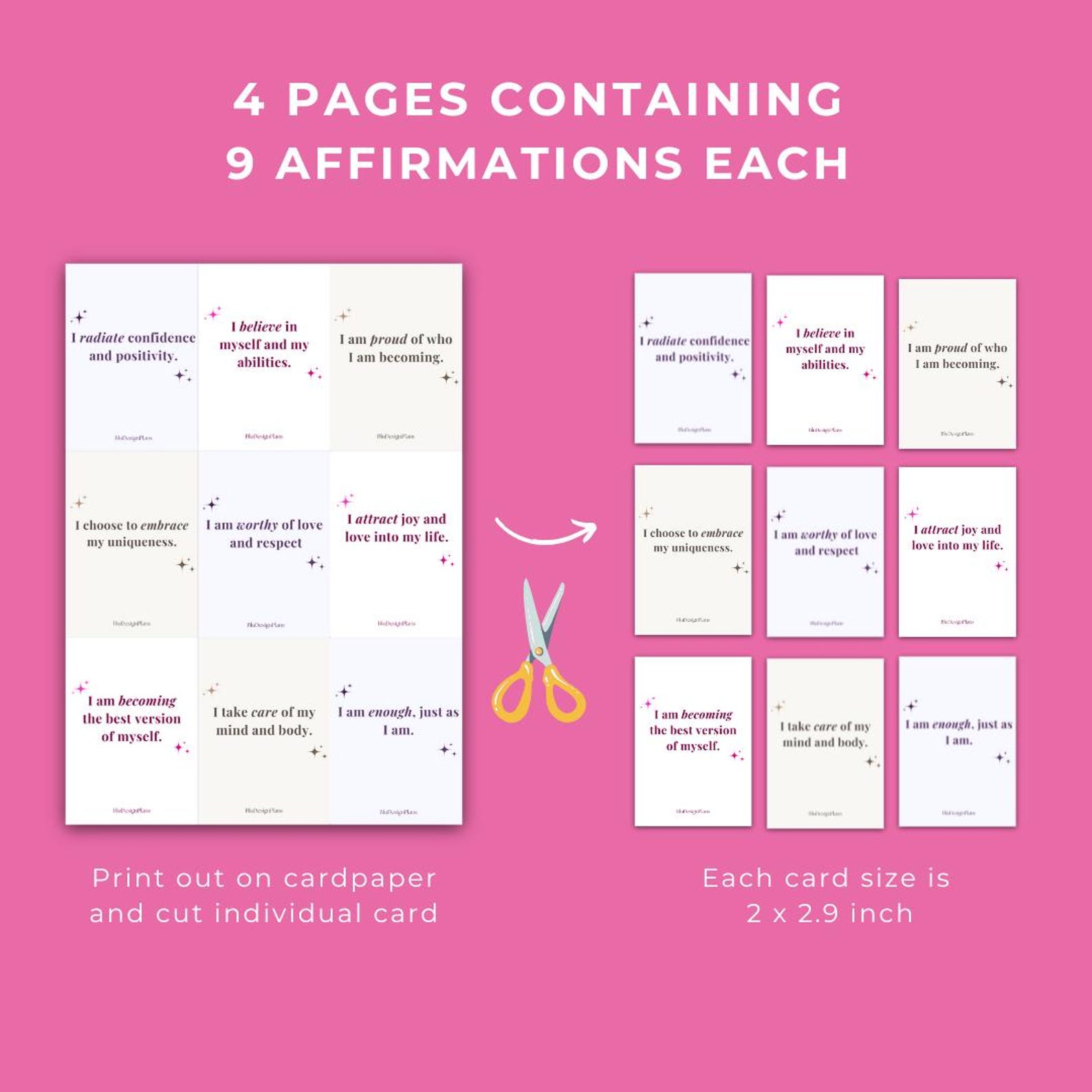 36 Affirmation Cards Printable, Affirmation Cards Digital, Printable ...