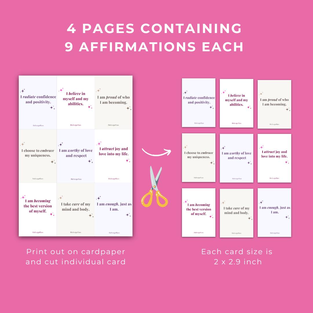 36 Affirmation Cards Printable, Affirmation Cards Digital, Printable ...