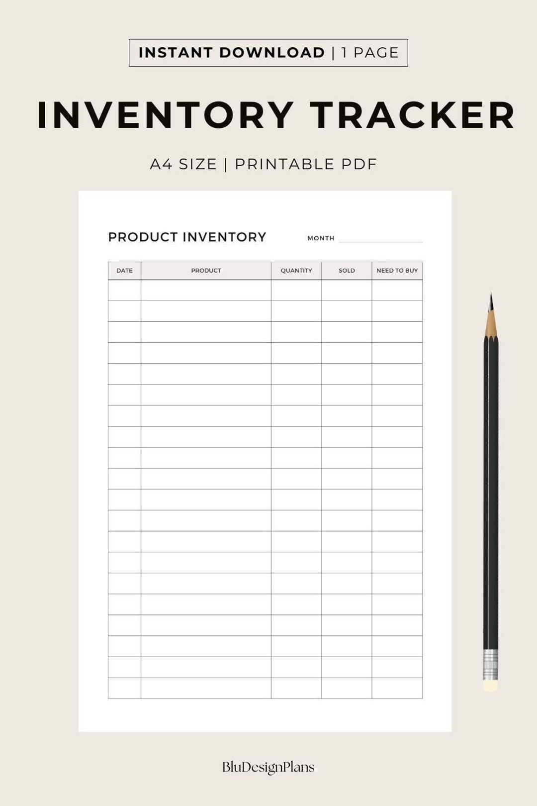 Inventory Tracker Printable, Inventory Management, Editable PDF ...
